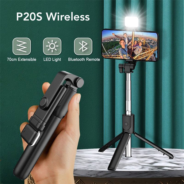 P20S Selfie Stick with LED Light - Gadget King